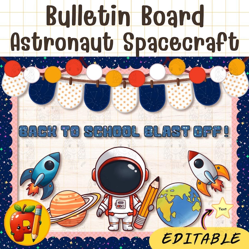 Astronaut & Space Bulletin Board | Outer Space Classroom Decor | Door ...