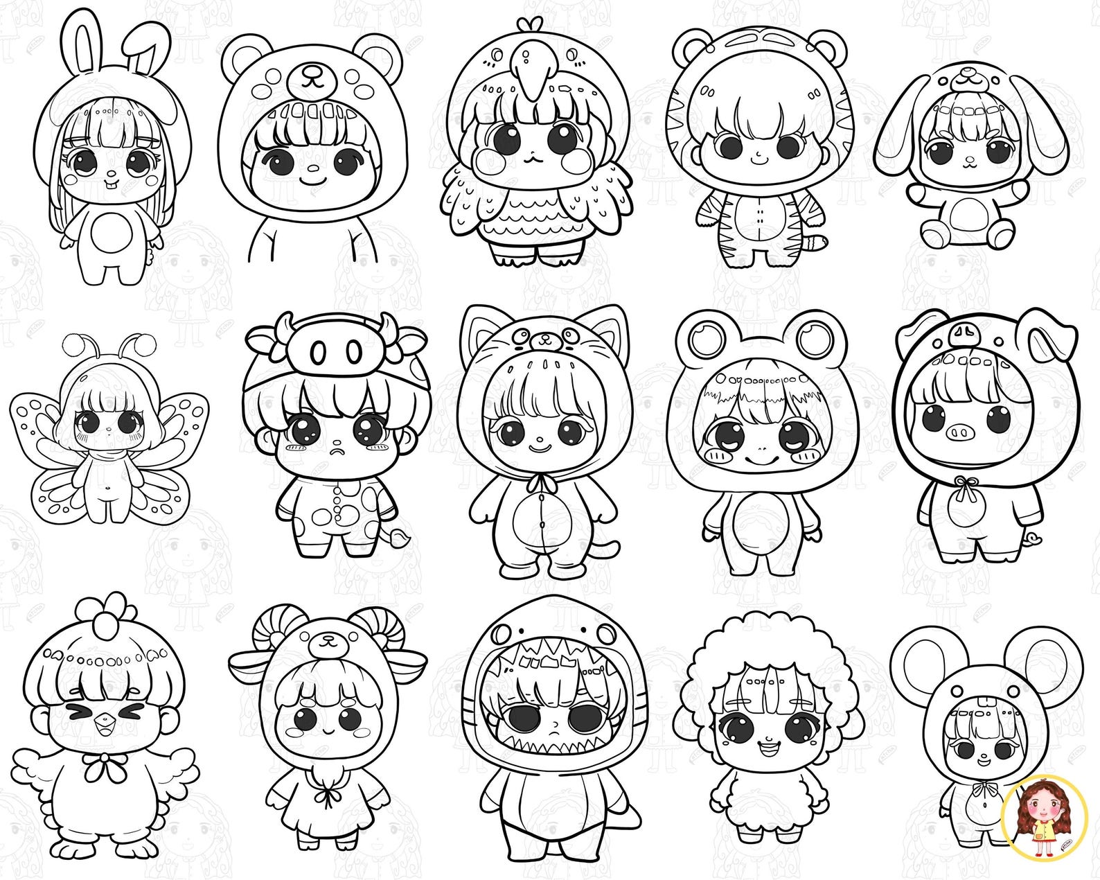 Cute Animal Costume Coloring Pages Printable Kids' Activity Sheets Cute ...