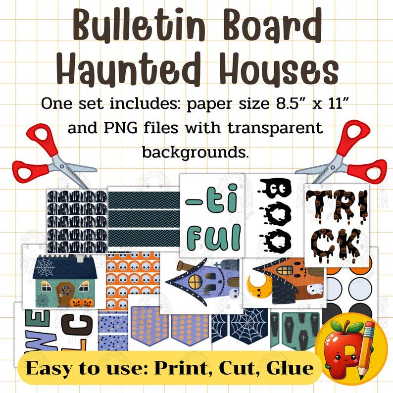 Haunted House Halloween Bulletin Board Kit: Spooky Classroom Decor ...