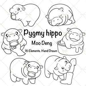 Pygmy Hippo Clipart: Zoo Animal PNG, SVG, Doodle (digital Download) - Etsy