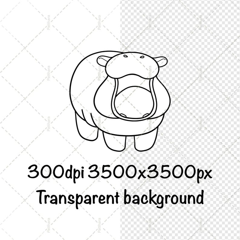 Pygmy Hippo Clipart: Zoo Animal PNG, SVG, Doodle (digital Download) - Etsy