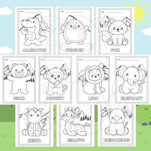 Safari Animals Black and White Clipart, Safari Animal Doodle Clip Art ...