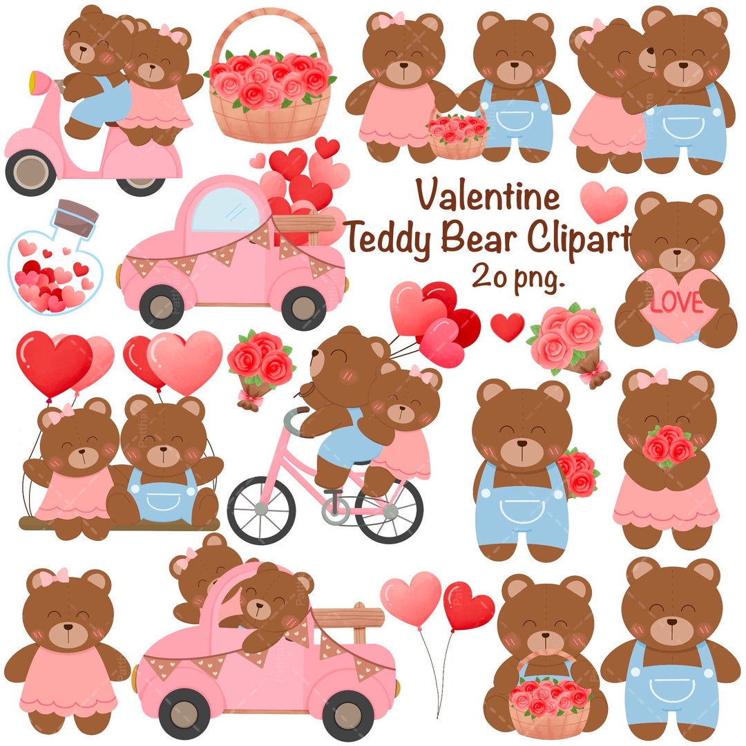 Valentines Teddy Bear Clipart, Valentines Day Clipart, Valentines Teddy ...