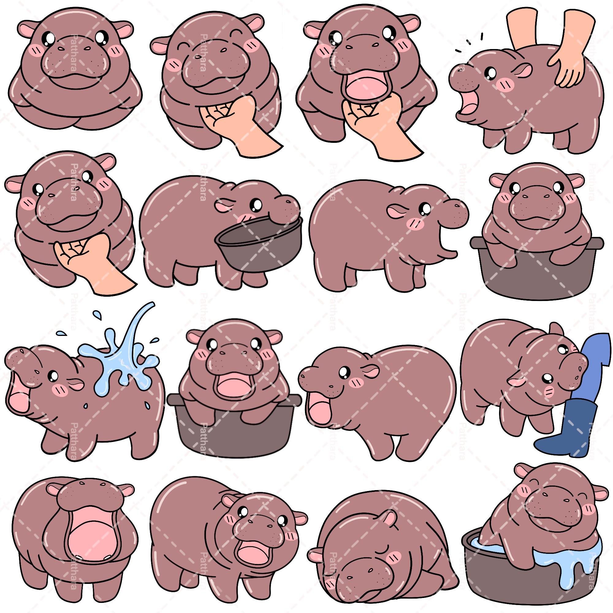 Cute Baby Hippo, Moo Deng Bouncy Pig in Thai Hippopotamus, Hippo Lover ...