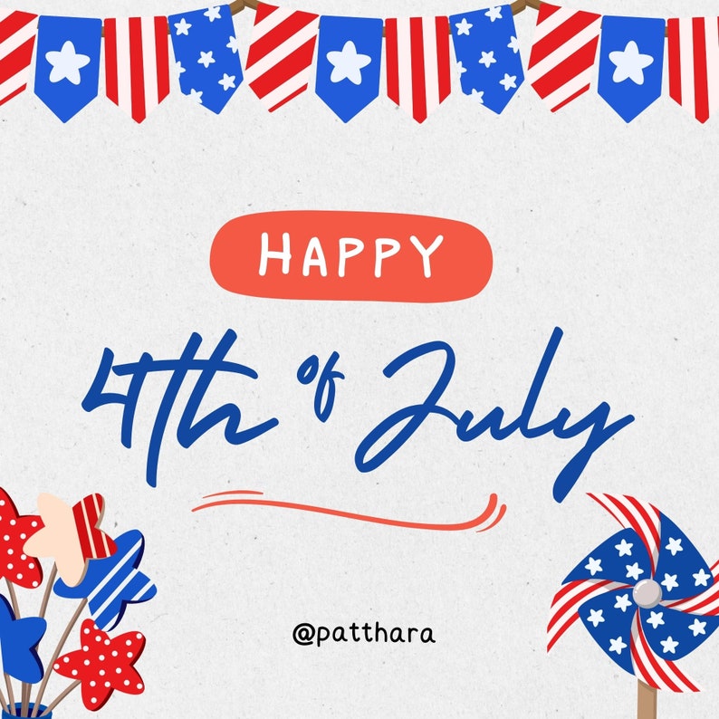 4th of July Clipart, Fourth of July Clipart, Red White and Blue Rose in ...