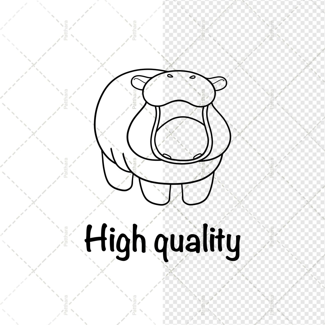 Pygmy Hippo Clipart: Zoo Animal PNG, SVG, Doodle (digital Download) - Etsy