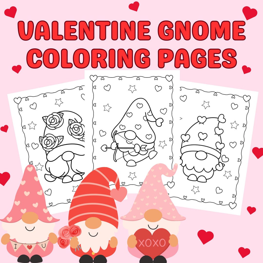 Valentine Gnome Coloring Pages for Kids, Valentine Gnome Coloring ...