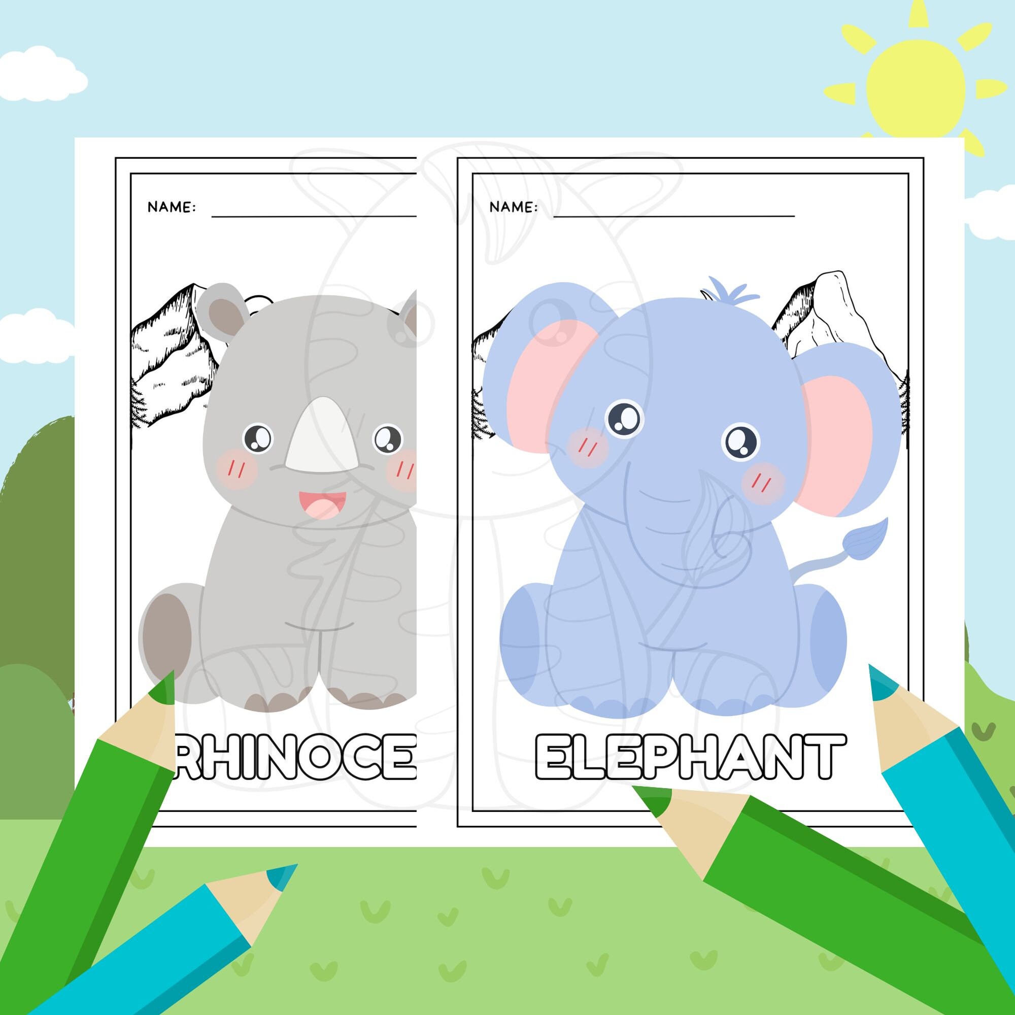 Safari Animals Coloring Pages for Kids: Jungle Zoo Printable (PDF ...