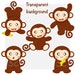 Monkeys Clipart Set, Cute Monkeys Png, Monkey Png, Baby, Safari, Jungle ...