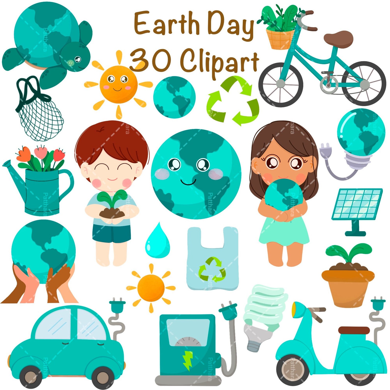 Earth Day Clipart, Recycling Clipart, Instant Download, Eco Friendly ...