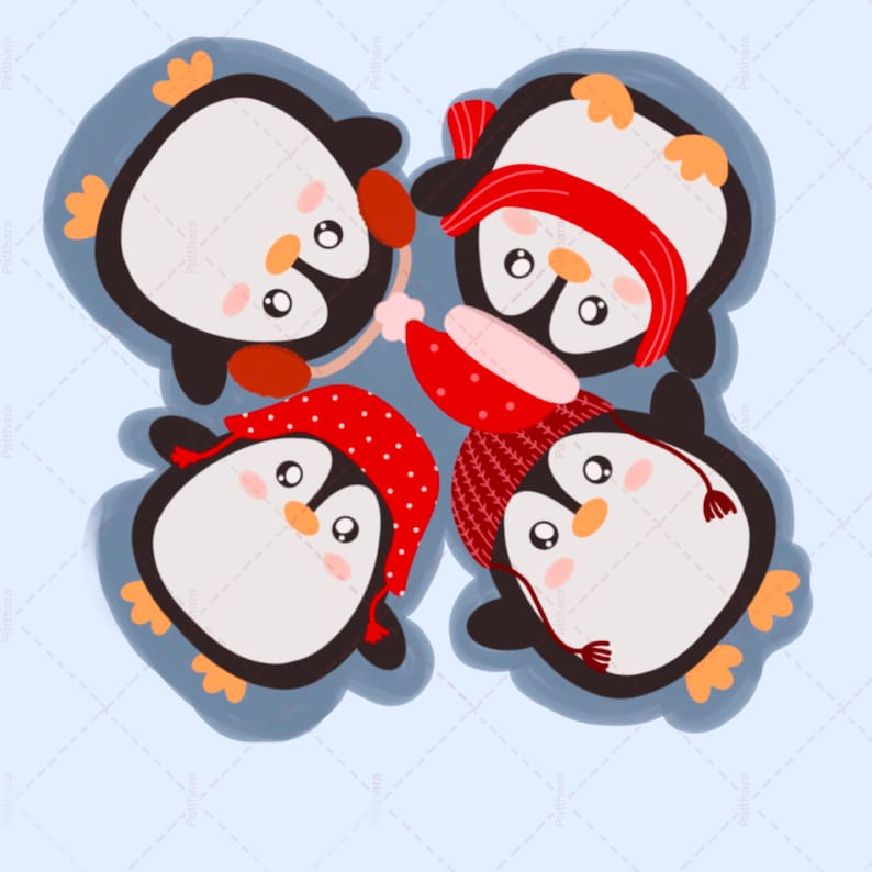 Christmas Penguin Clipart, 8 High Quality PNG Files, Cute Animals ...