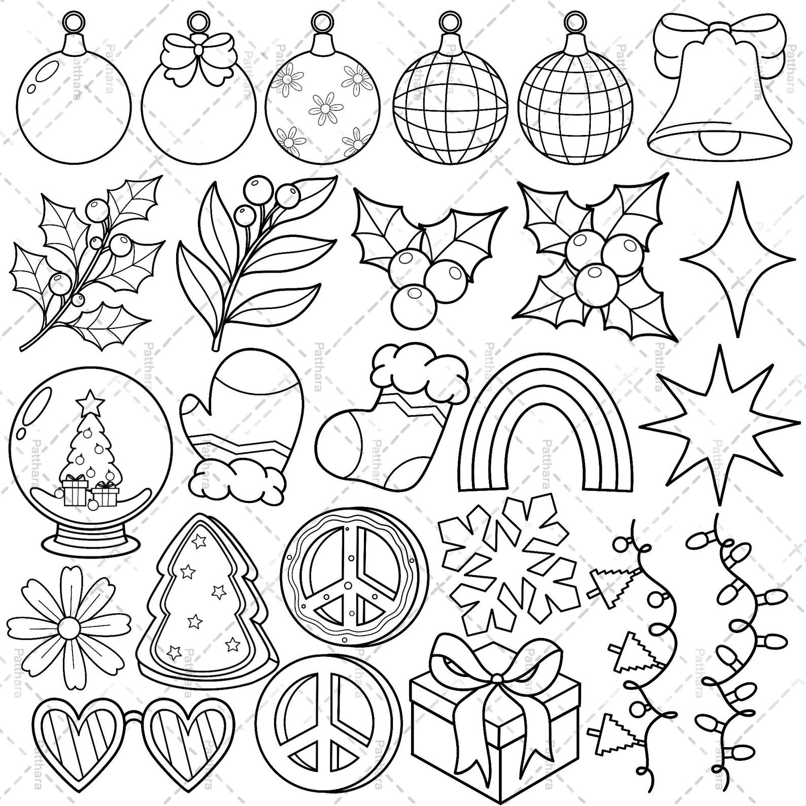 Retro Christmas Clipart , Groovy Christmas Png, Retro Christmas Doodle ...