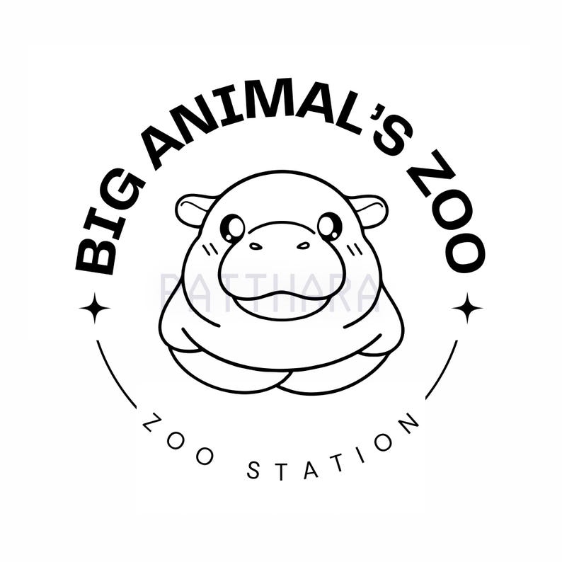 Pygmy Hippo Clipart: Zoo Animal PNG, SVG, Doodle (digital Download) - Etsy