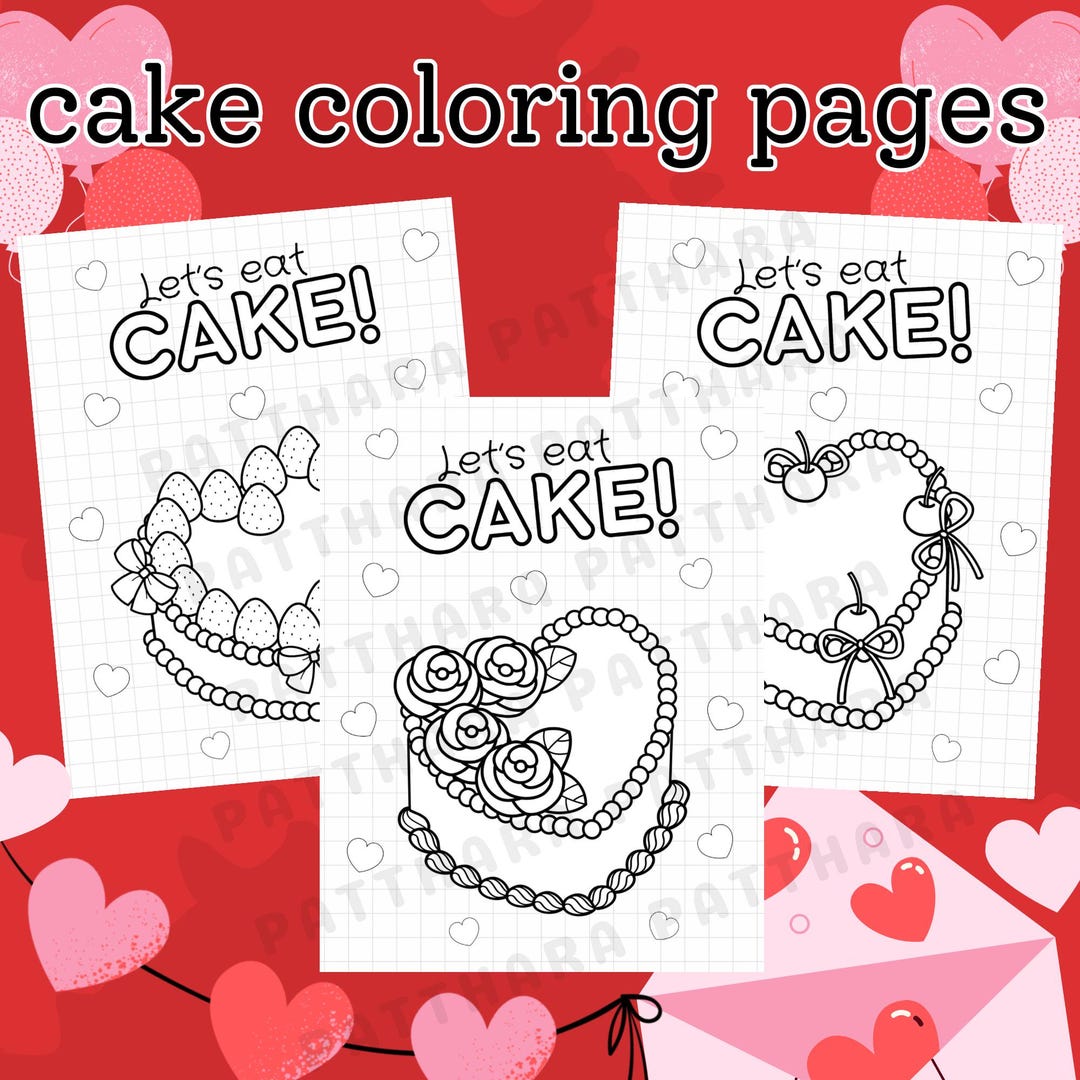 Cake Coloring Pages, Valentine Cake Coloring Pages, Birthday Cake ...