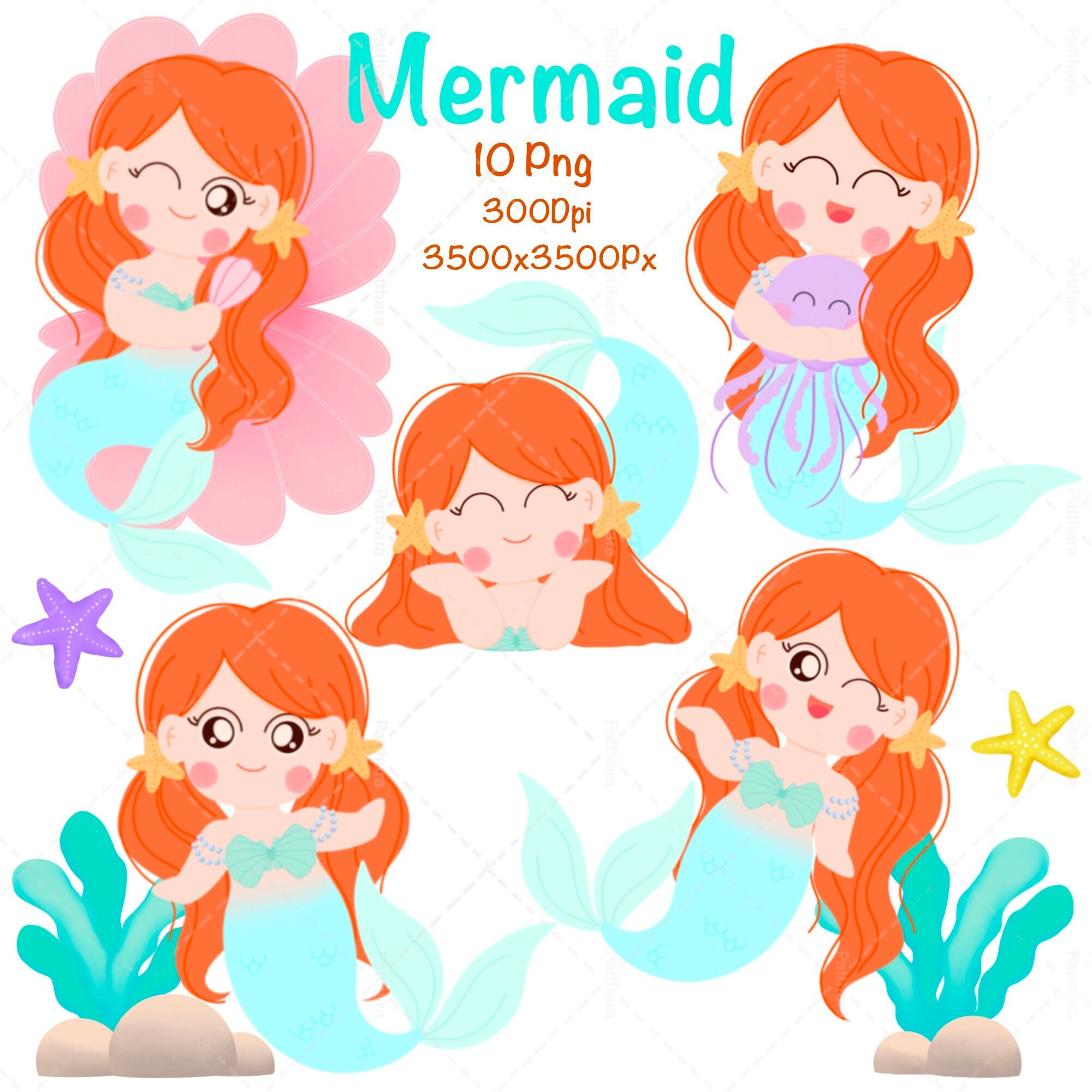 Mermaid Clipart, Little Sea Babies, Little Mermaid . Under the Sea ...