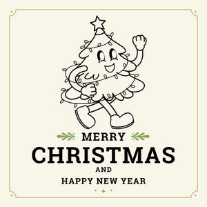 Retro Christmas Clipart , Groovy Christmas Png, Retro Christmas Doodle ...