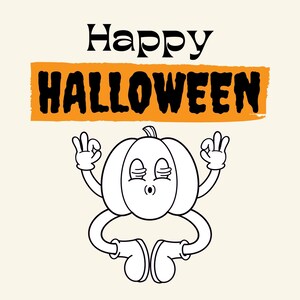 Groovy Halloween Clipart, Retro Halloween Png, Retro Fall Png, Trendy ...