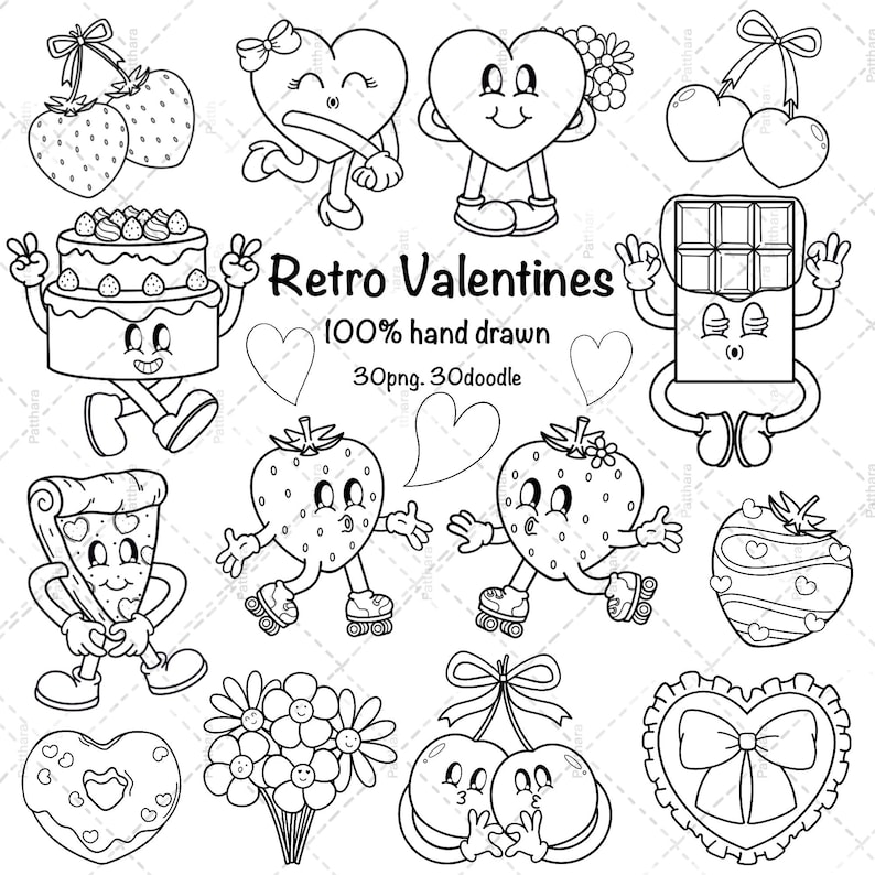 Retro Valentines Png, Doodle, Groovy Valentine Png, Valentine's Day ...