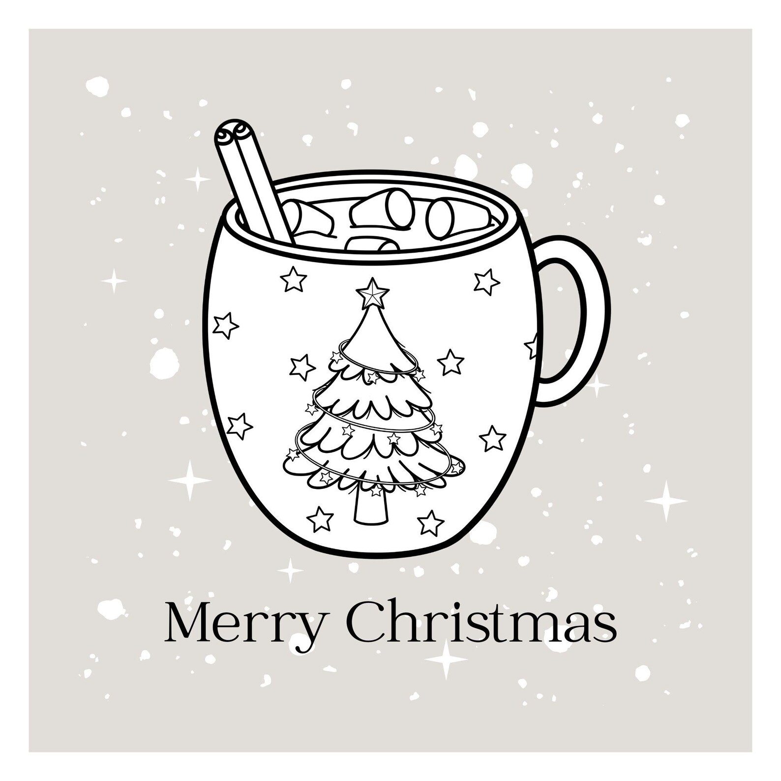 Christmas Mugs Clipart, Xmas Doodle ,winter, Line Clipart, Black and ...
