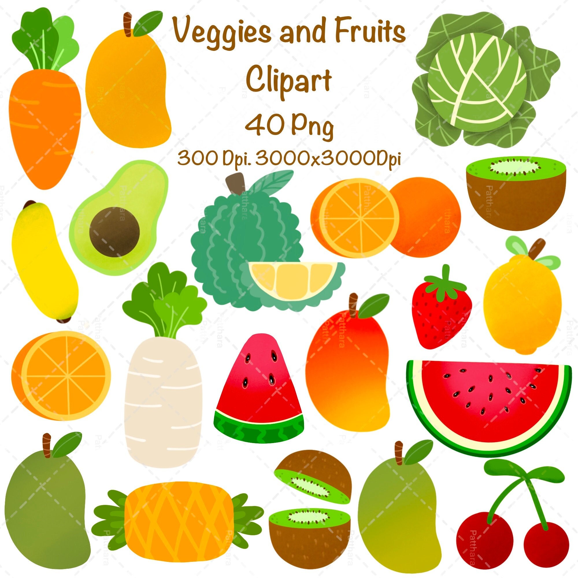 Veggies and Fruits Clipart, Vegetables Clipart, Fruits Clipart, Fresh ...