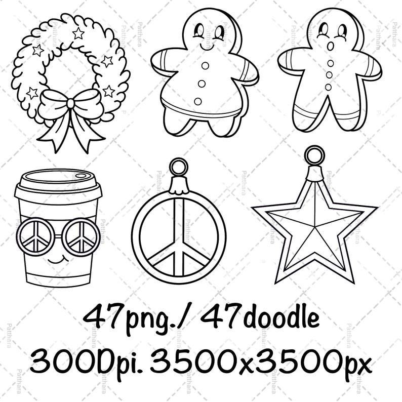 Retro Christmas Clipart , Groovy Christmas Png, Retro Christmas Doodle ...