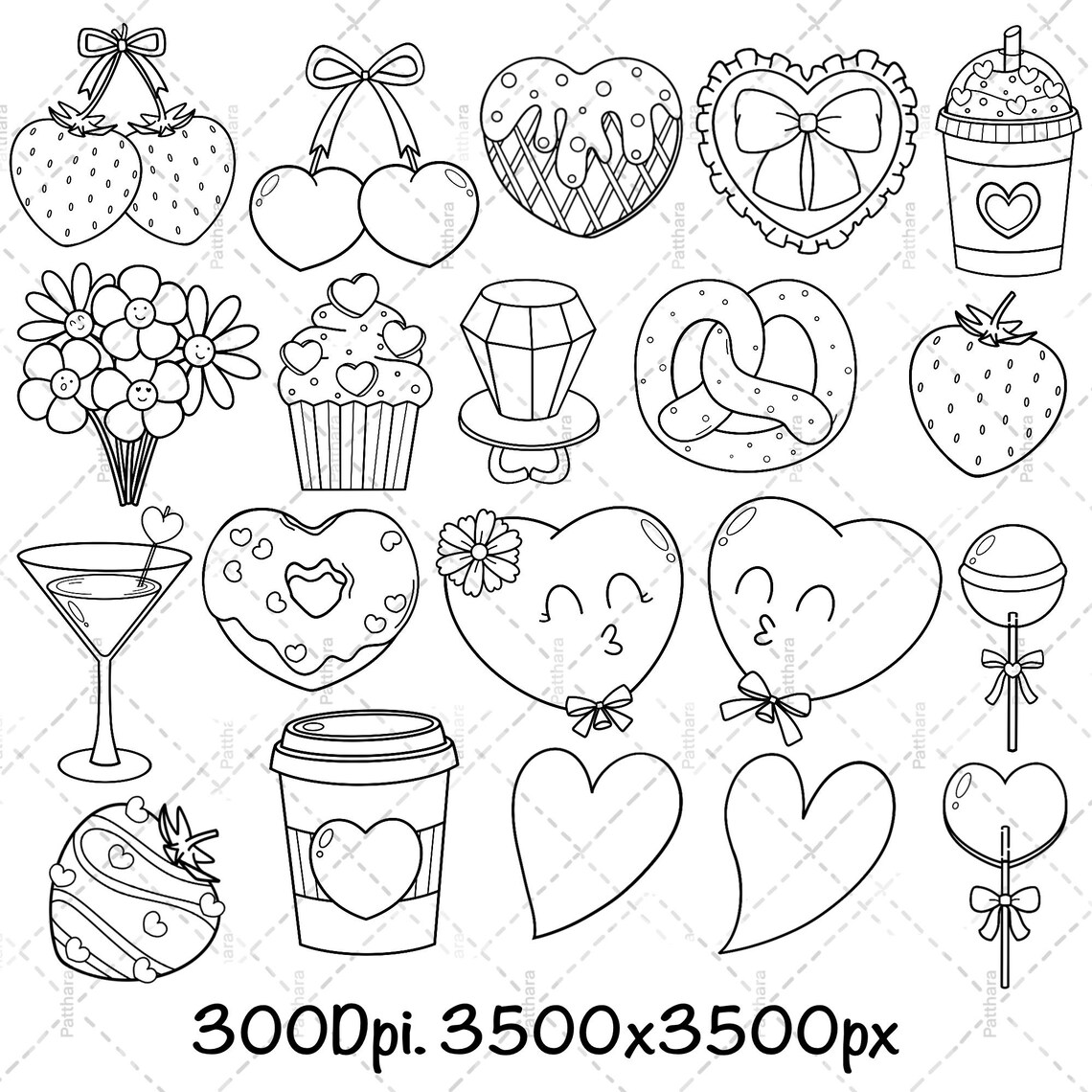 Retro Valentine Clipart: Groovy Valentines Doodle PNG (30 Files) - Etsy