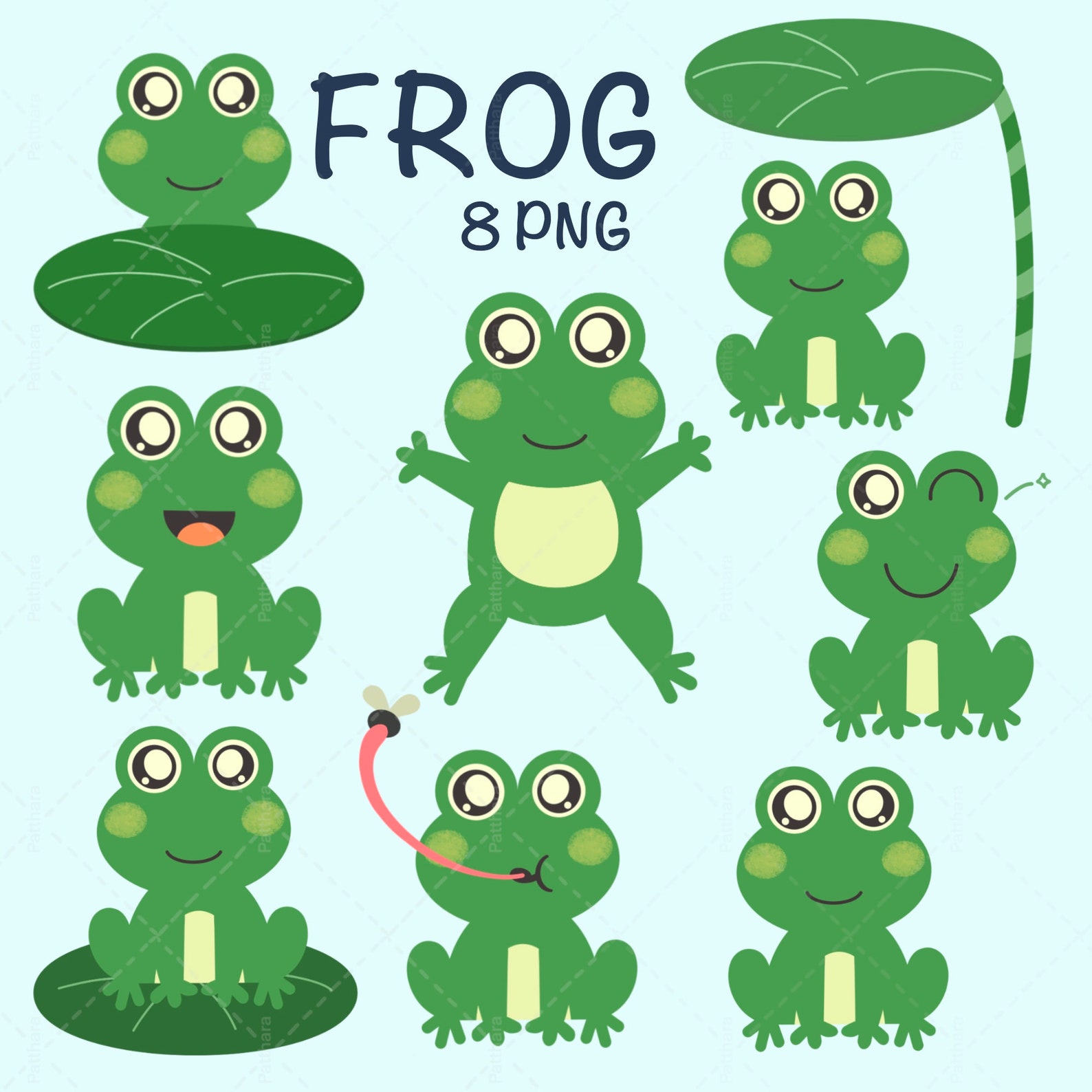 Frog Clipart Set, Clip Art Set of Frogs, Cute Frogs, Instant Download ...