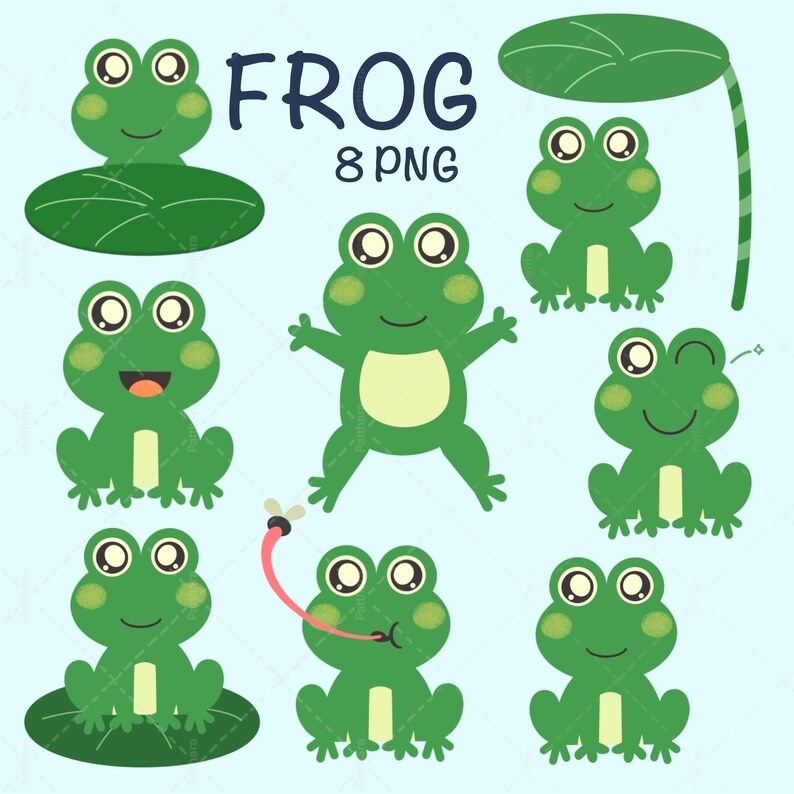 Frog Clipart Set, Clip Art Set of Frogs, Cute Frogs, Instant Download ...