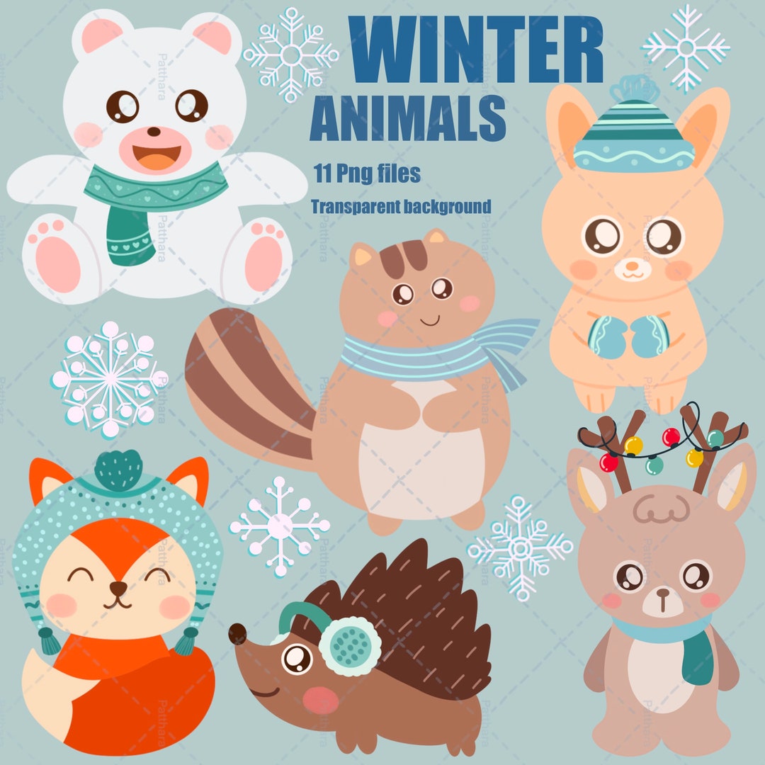 Winter Animals Clipart Png, Christmas Gift Clipart, Winter Clipart ...