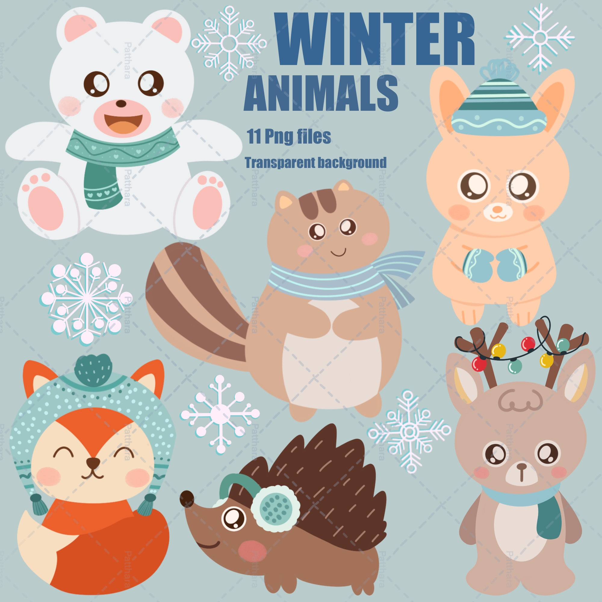 Winter Animals Clipart Png, Christmas Gift Clipart, Winter Clipart ...
