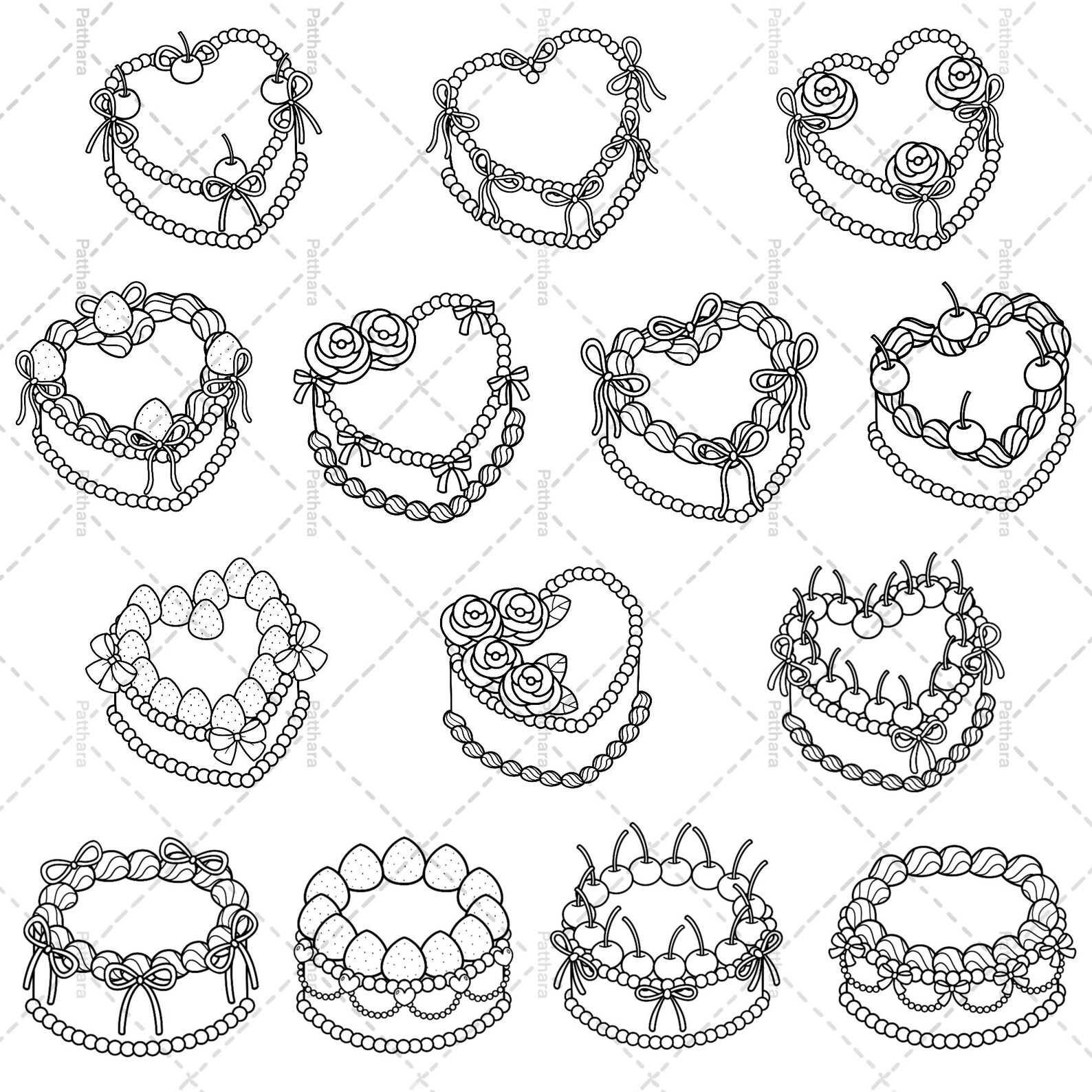 Vintage Cake Clipart, Wedding Cake, Birthday Cake, Valentine's Cake ...