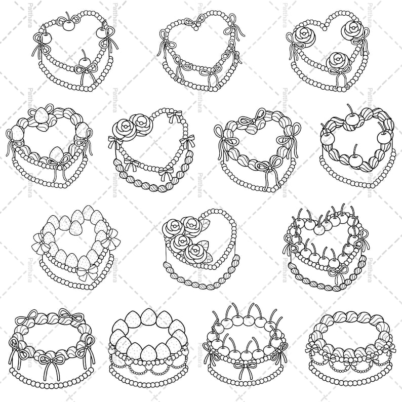 Vintage Cake Clipart, Wedding Cake, Birthday Cake, Valentine's Cake ...