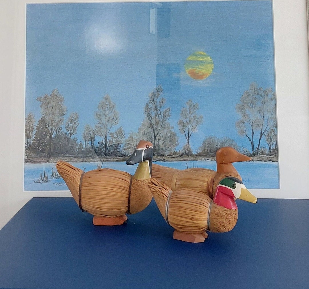 Minimalist Handmade Wooden Duck Statue, Set of 3, Decorative Duck Gifts ...