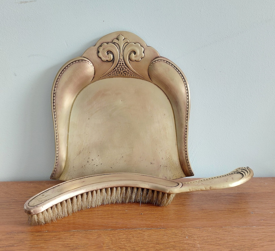 Art Nouveau Crumb Tray With Sweeper, Vintage Brass Dustpan and Brush ...