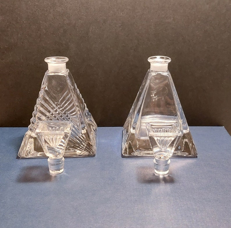 Two Elegant Vintage Italian Crystal Pyramid Perfume Bottles - Etsy