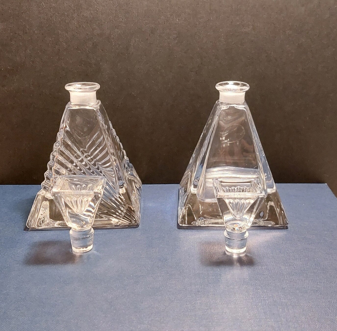 Two Elegant Vintage Italian Crystal Pyramid Perfume Bottles - Etsy