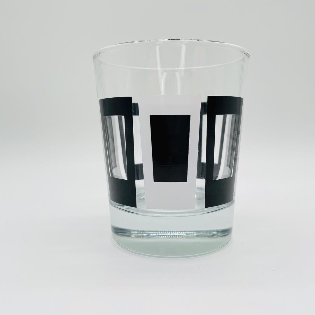 Vintage Iittala Godis Glass | Black & White Squares | Heavy Lowball ...