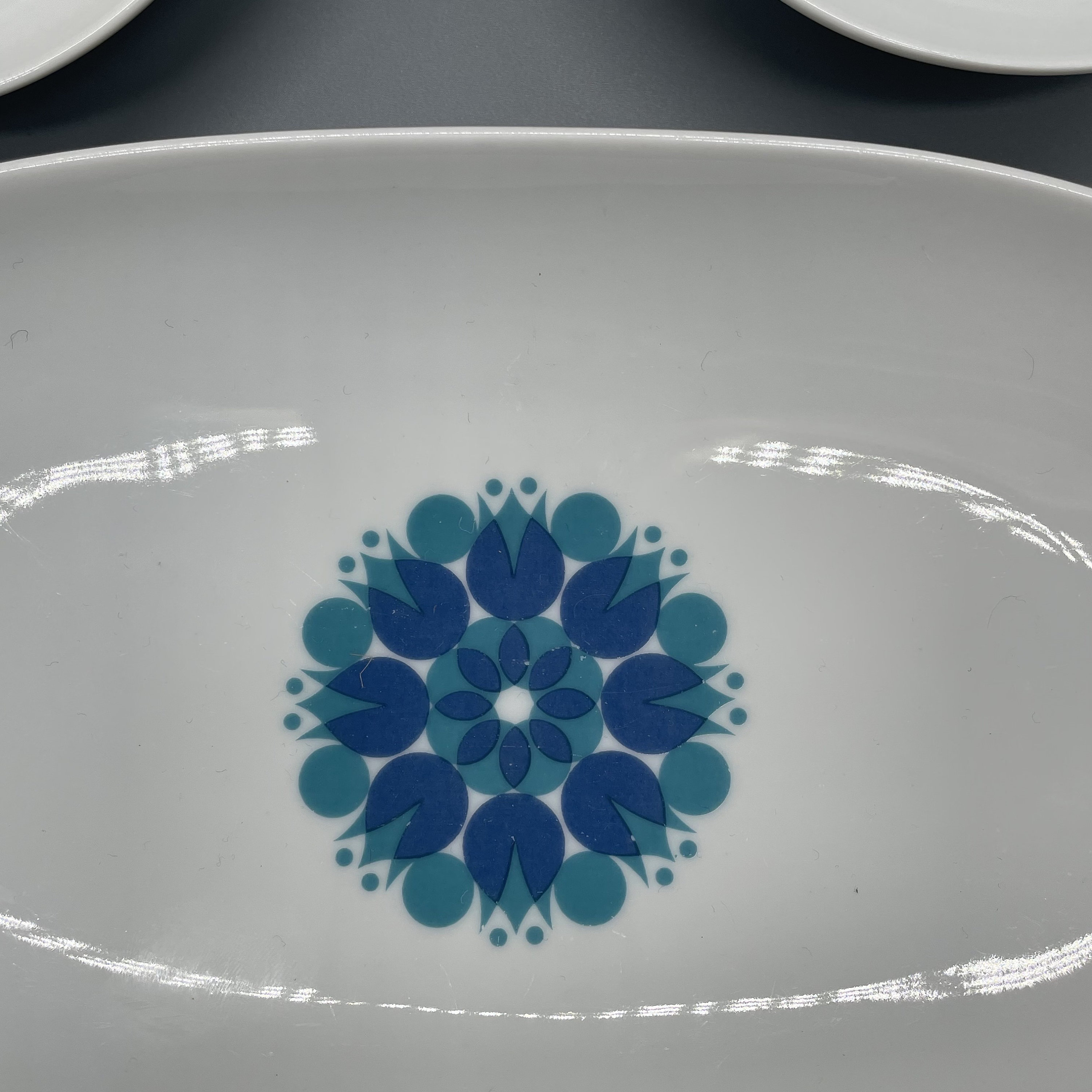 Vintage Minimalist Plates W Blue Pinwheel Pattern, Thomas Germany 1970 ...