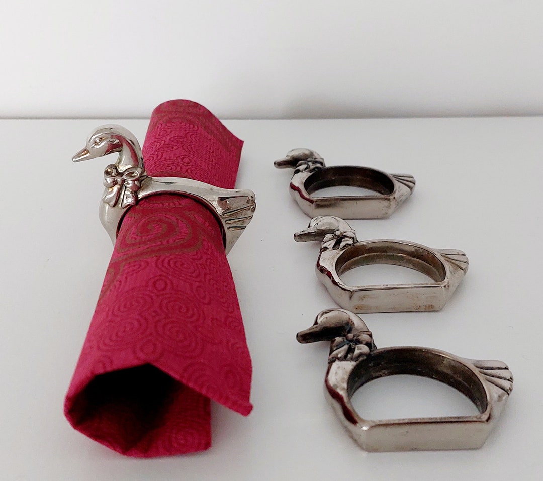 Vintage Metal Duck Shaped Napkin Rings, Set of 4, Table Decor, Vintage ...