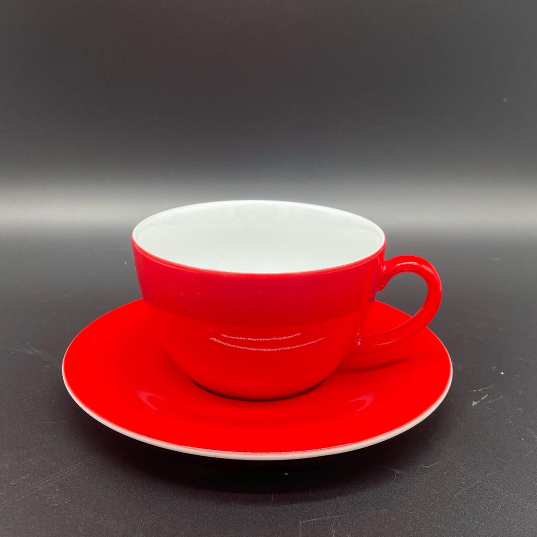 Vintage Red Cappuccino / Tea Cup and Saucer Made by KAHLA, Germany - Etsy
