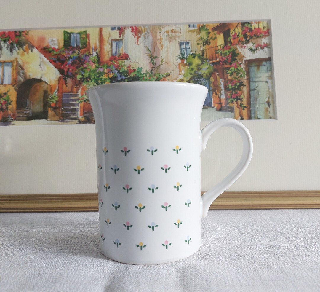 Vintage Minimalistic Tiny Flowers Coffeemug, Kiln Craft Mug, Made in ...