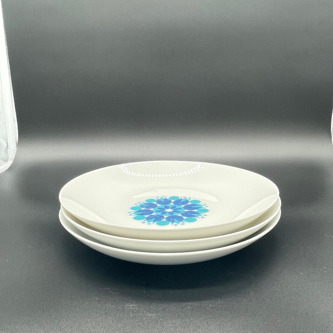 Vintage Minimalist Plates W Blue Pinwheel Pattern, Thomas Germany 1970 ...