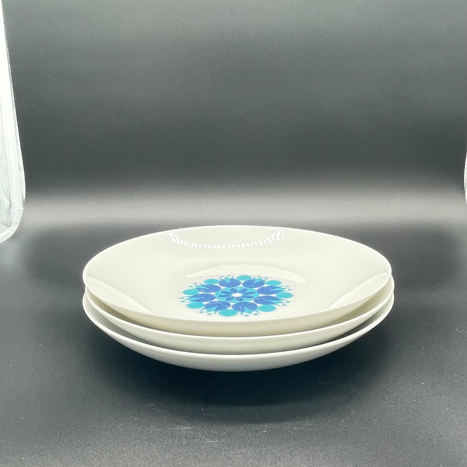 Vintage Minimalist Plates W Blue Pinwheel Pattern, Thomas Germany 1970 ...