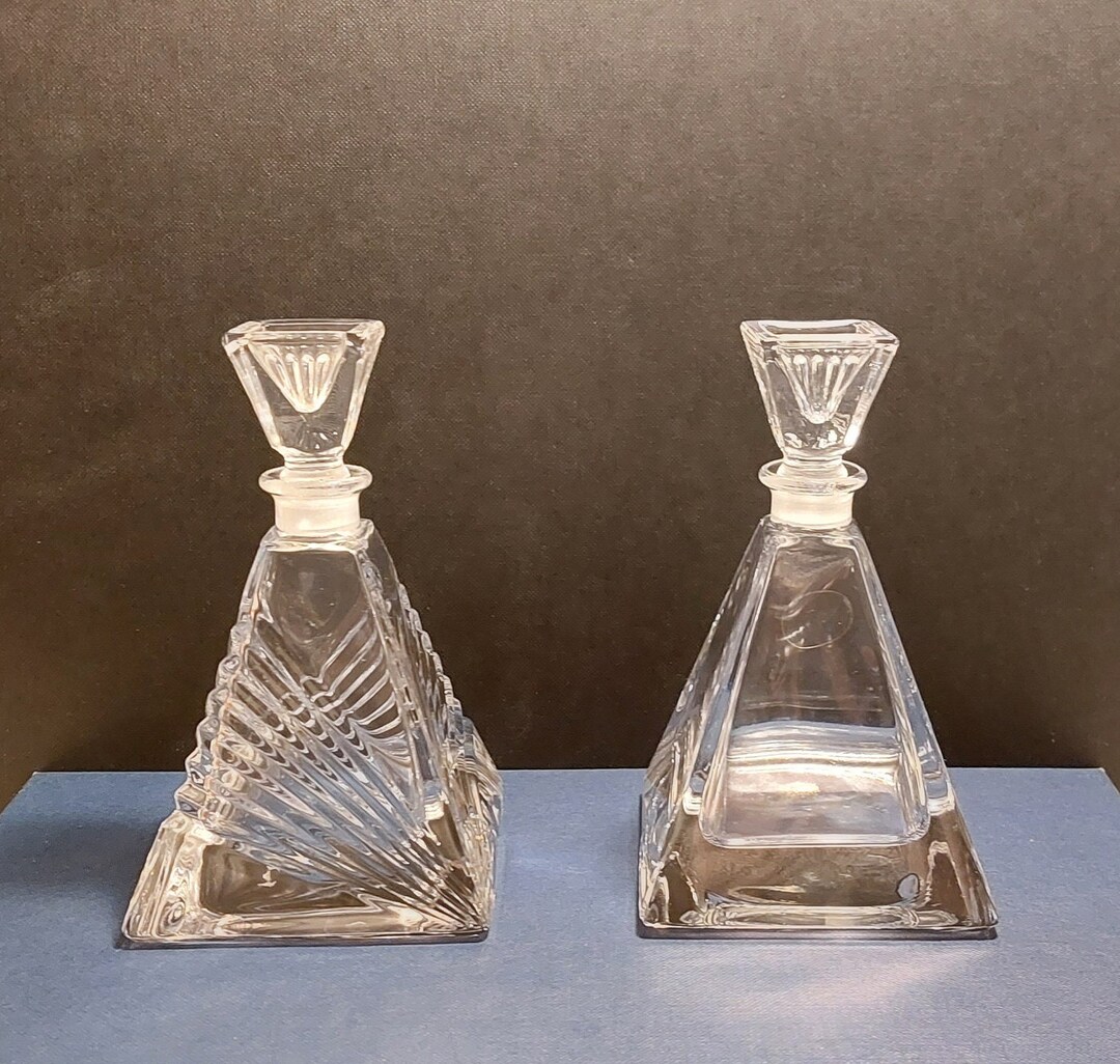 Two Elegant Vintage Italian Crystal Pyramid Perfume Bottles - Etsy