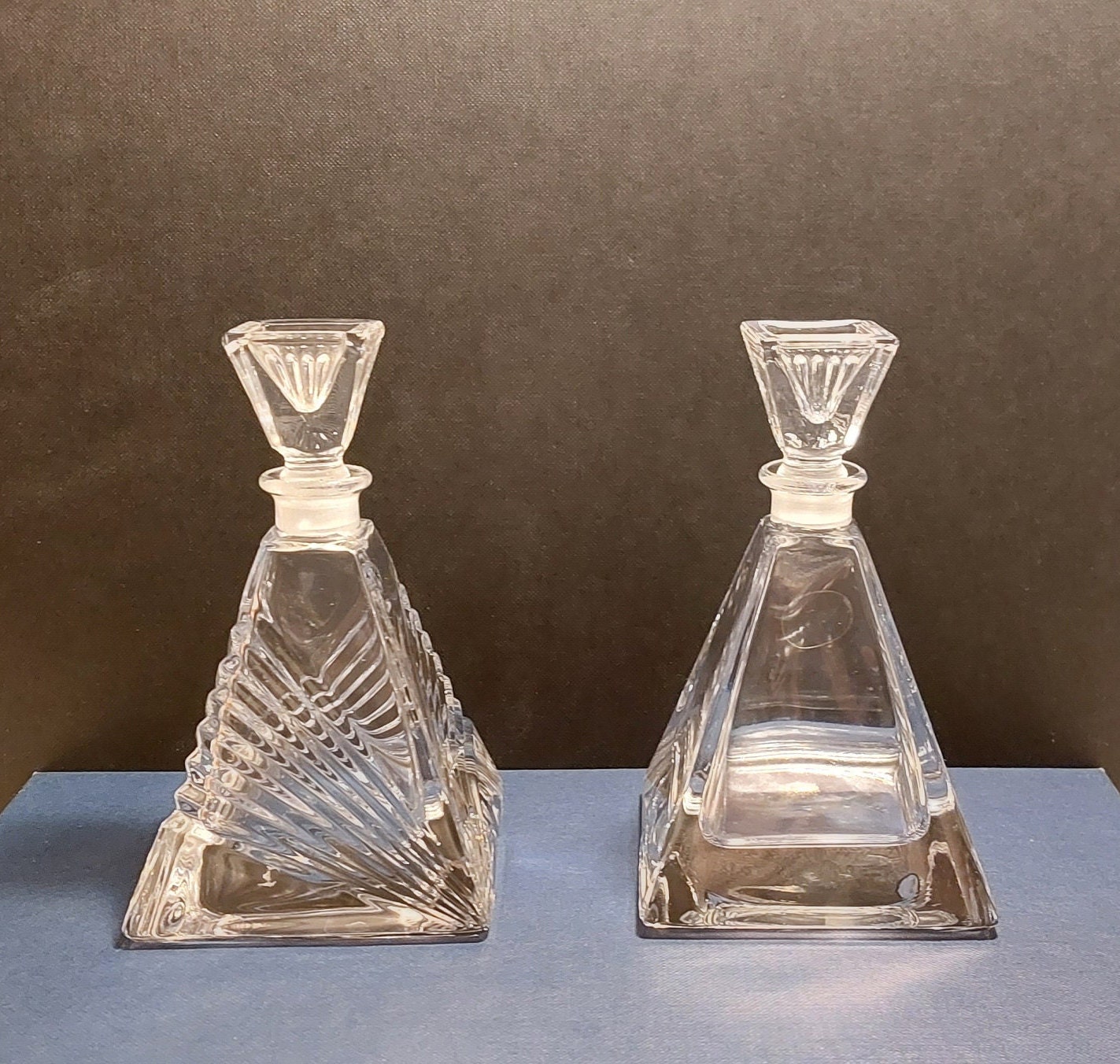 Two Elegant Vintage Italian Crystal Pyramid Perfume Bottles - Etsy