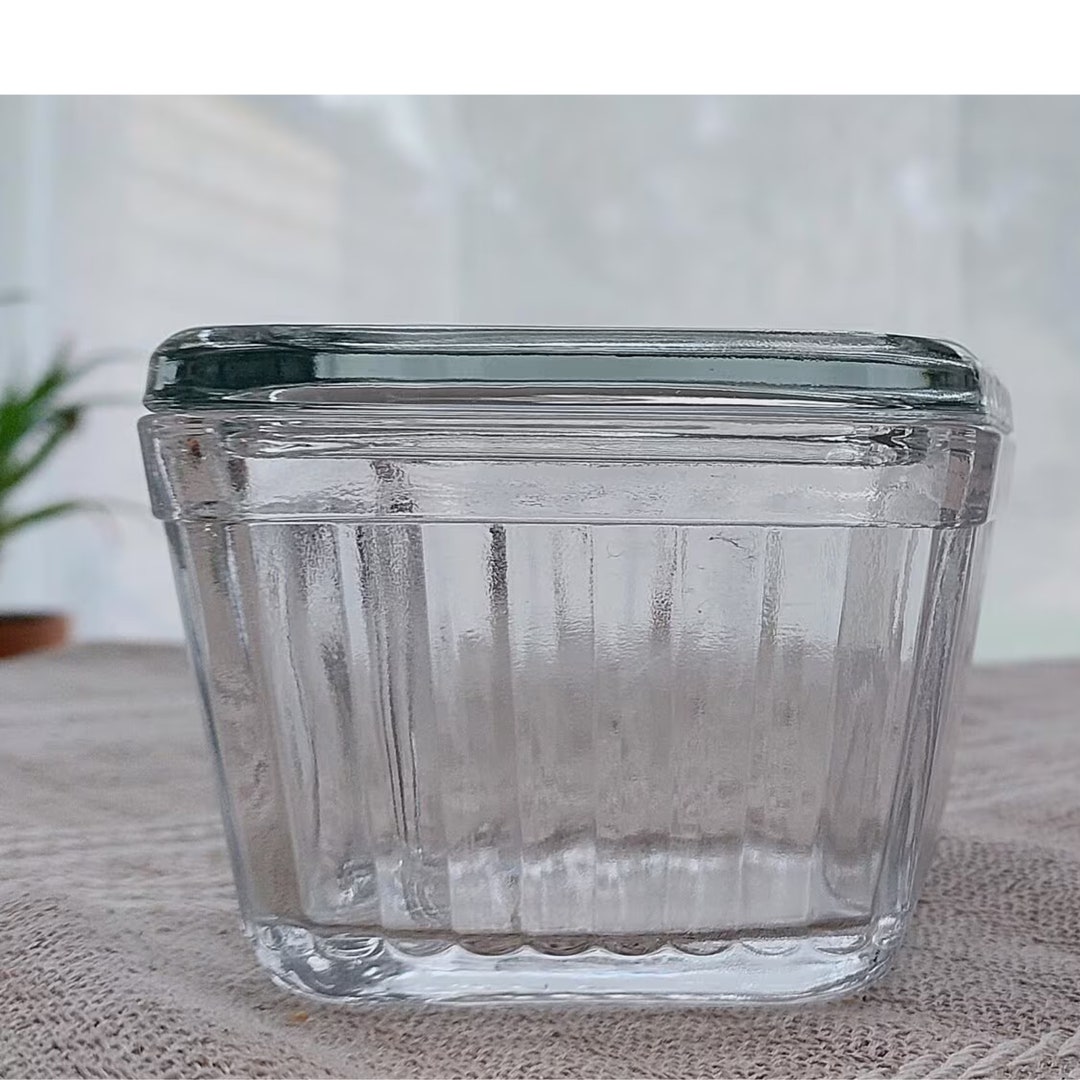 Vintage Pressed Glass Food Storage Box, Practical Gift, Hazel Atlas ...