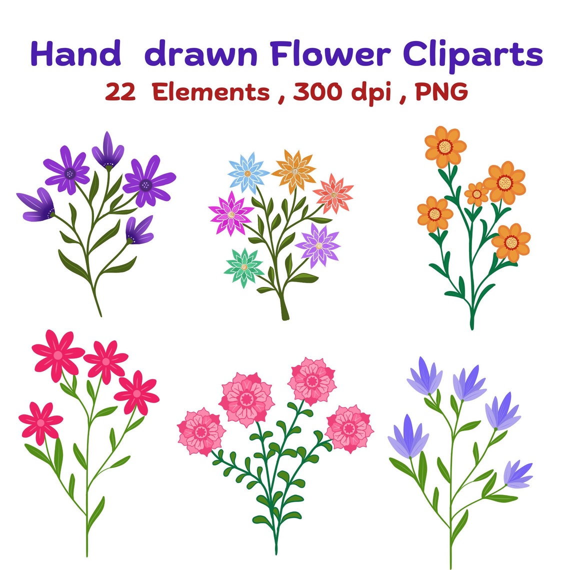Flower Bundle PNG, Spring Clipart, Wildflower PNG , Floral Clipart ...