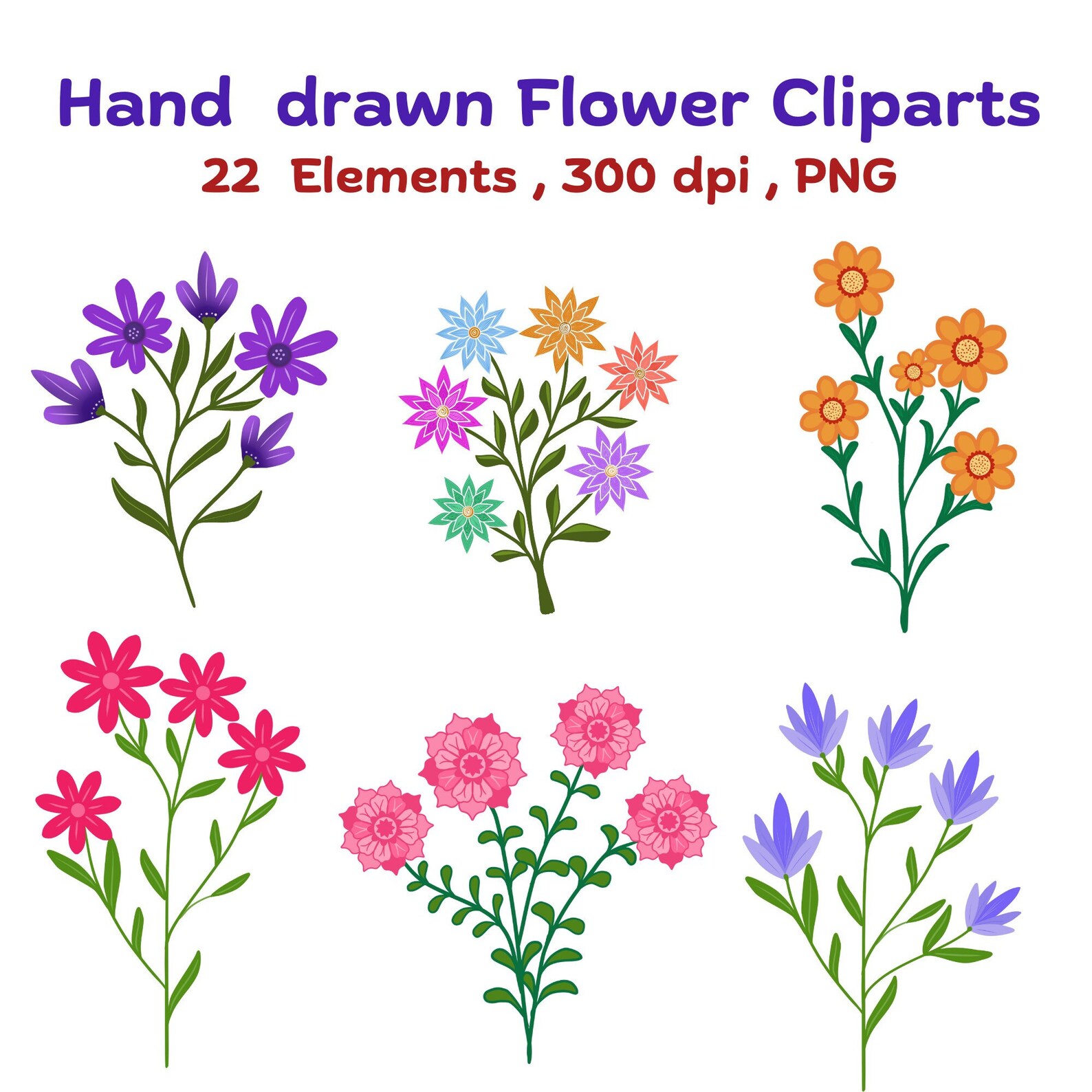 Flower Bundle PNG, Spring Clipart, Wildflower PNG , Floral Clipart ...
