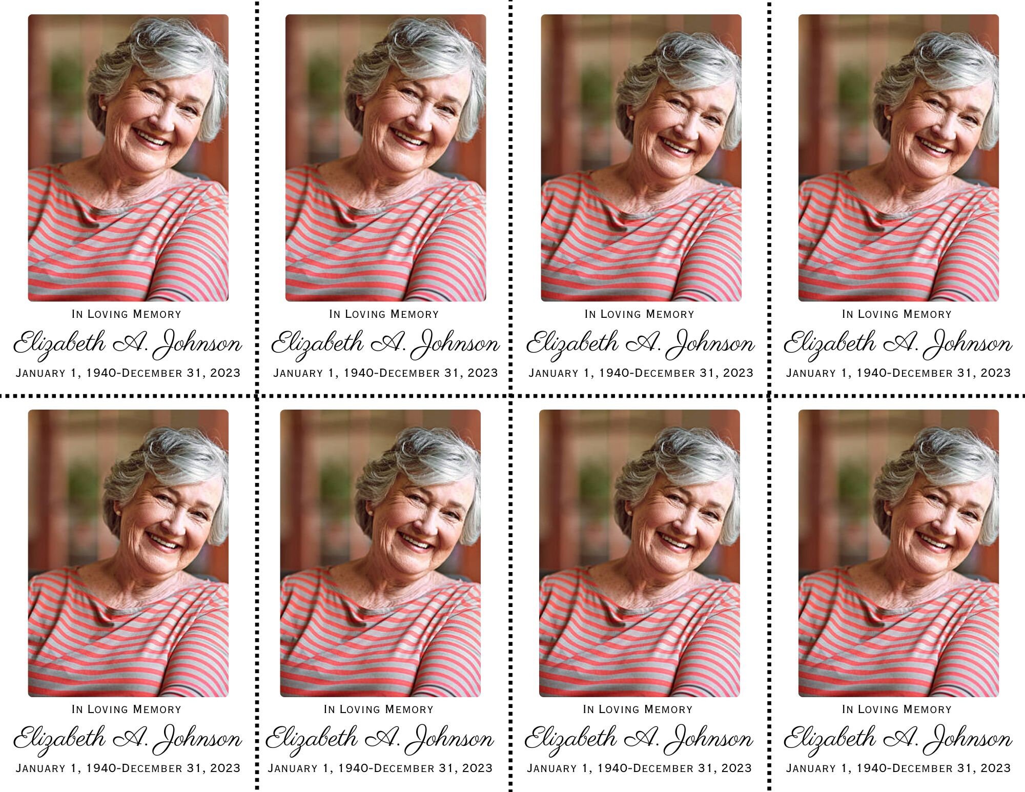 Memorial Card / Prayer Card / Service Card Digital Template - Download ...