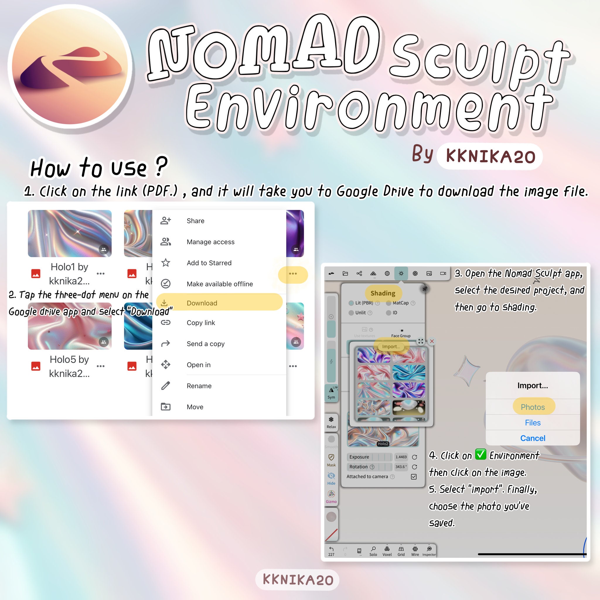 Nomad Sculpt Environments for Metallic Materials ,holographic 3d Arts,3d Balloons ,made by ...